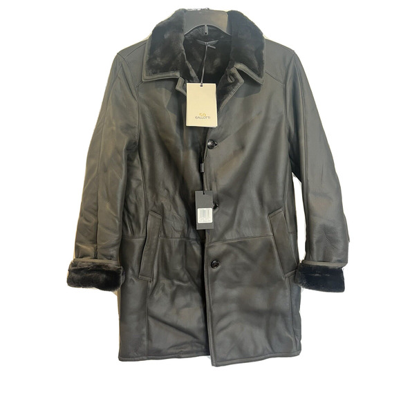 Gallotti | Jackets & Coats | Gallotti Mens Black Leather Shearling ...